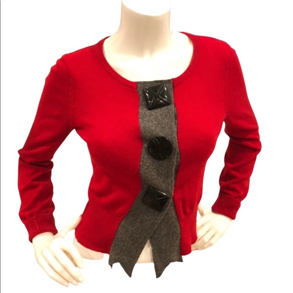 Anthropologie | Sweaters | Pin Up Perfect Sexy Red Sweater Wmismatched ...